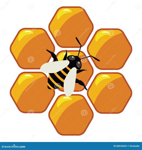 Working Bee On Honeycells Vector Stock Vector Illustration Of