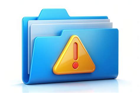 3d folder with exclamation mark folder error warning and notification