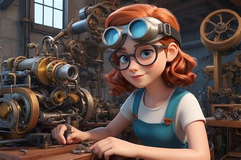 Premium Photo Pushing Technological Limits Eccentric Engineer Emily