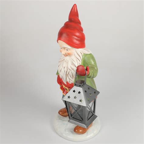 LARS CARLSSON Figurin tomte med lykta keramik Fyrklövern Classic