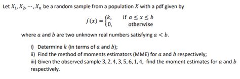Solved Let X1x2⋯xn Be A Random Sample From A Population X