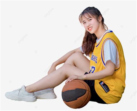 Portrait Of Beautiful Woman Basketball Sports Game Fresh Sitting On The