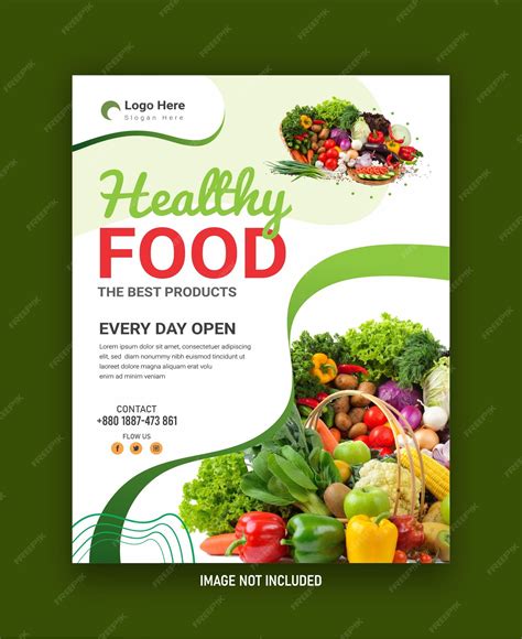 Plantilla De Diseño De Volante De Comida Saludable Vector Premium