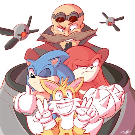 154127 Safe Artistadamclowery Doctor Eggman Sonic Knuckles The Echidna Sonic Miles