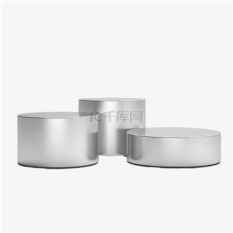 三个圆柱形讲台的 3d 渲染，后面有圆圈，非常适合产品拍摄素材图片免费下载 千库网