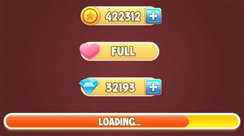 Game Ui Vector Set Coin Diamond Heart And Loading Bar And Buttons