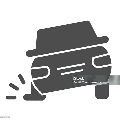 穿刺輪胎固體圖示車輛碰撞與穿刺在車輪符號字形風格的象形圖在白色背景用於移動概念和網路設計的車禍標誌向量圖形向量圖形及更多traffic