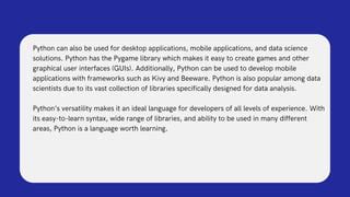 Reasons Why Python Is One Of Best Language Of Web App Development Ppt