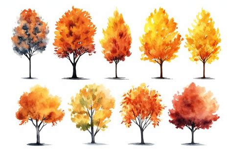 Premium AI Image A Series Of Trees With Different Colors Of Different Colors
