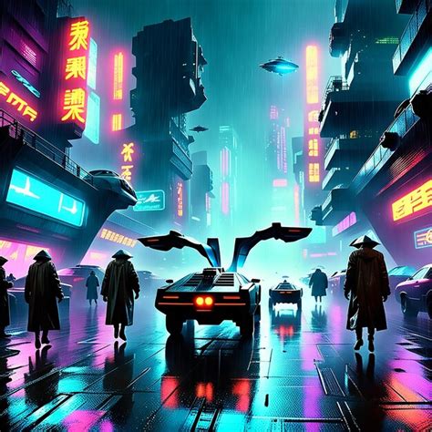 Una Escena De Una Película De Ciencia Ficción Como Blade Runner Que Presenta Un Paisaje Urbano
