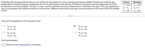 Solved Preliminary Data Analyses Indicate That You Can Chegg