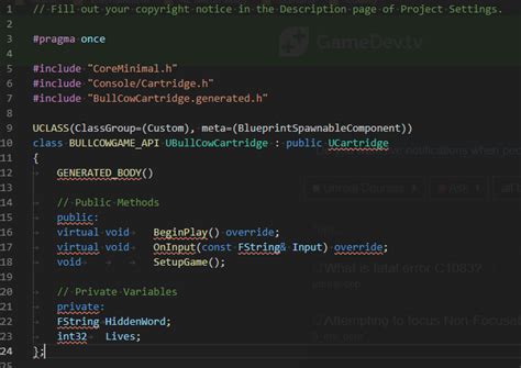 ue4 vs code intellisense ask gamedev tv