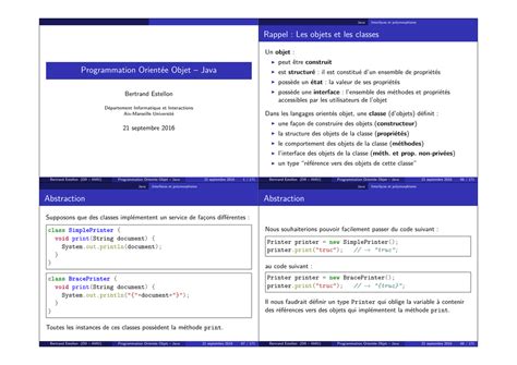programmation orientée objet java rappel les objets et les
