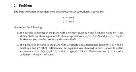 Solved The Transformation Of Position From Polar To Cart