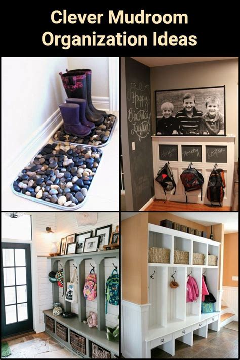 There Are Many Different Pictures In This Room With The Words Clever Mudroom Organization Ideas