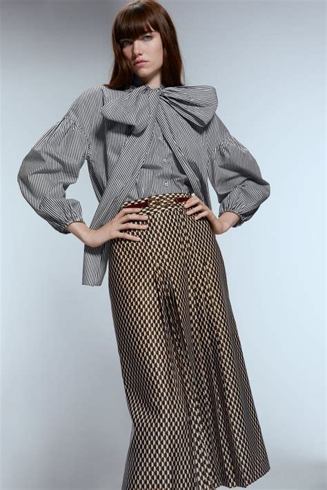 Striped Bow Blouse Striped Blouse Bow Blouse High Collar Blouse