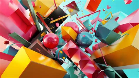 A Vibrant Explosion Of Geometric Shapes And Colors Bringing Life And Energy To Any Table Stock