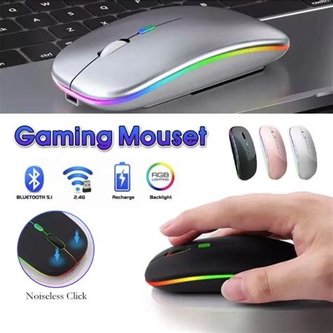 เมาส์ไร้สาย มีแบตในตัว ไร้เสียงคลิก Wireless Mouse มีบลูทูธ ใช้งานง่าย มีไฟสวยงาม น้ำหนักเบา