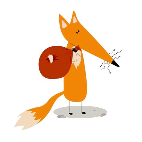 Premium Vector Adorable Fox With T Bag With Chicken Fox Coming