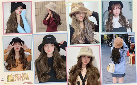 Jp Airimori 帽子ウィッグ ロング 巻き髪 レディース 帽子付きウィッグ カール 髪付き帽子 バケットハット