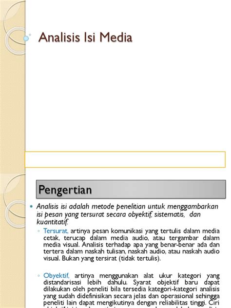 Analisis Isi Content Analysis Pdf