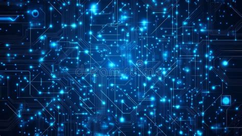 The Trace Lines On A Circuit Board Are Blue On A Dark Technology Background Electronics And