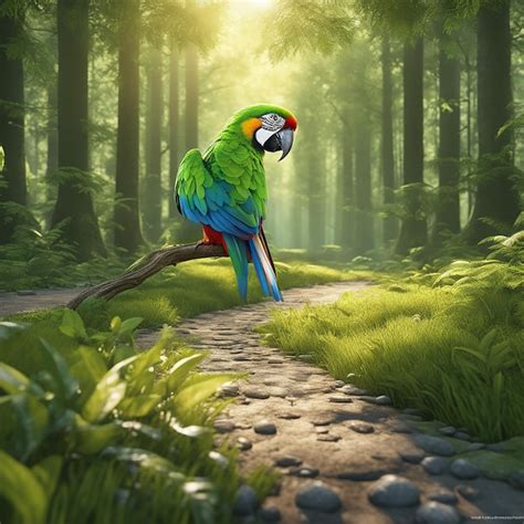 Premium Photo A Parrot In The Forest Sitting On The Tree