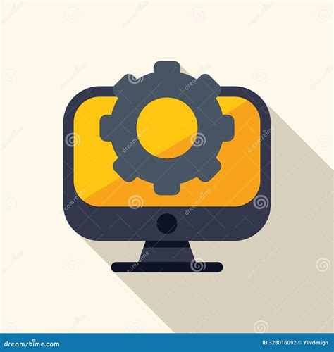 desktop computer showing optimization process with gear icon stock