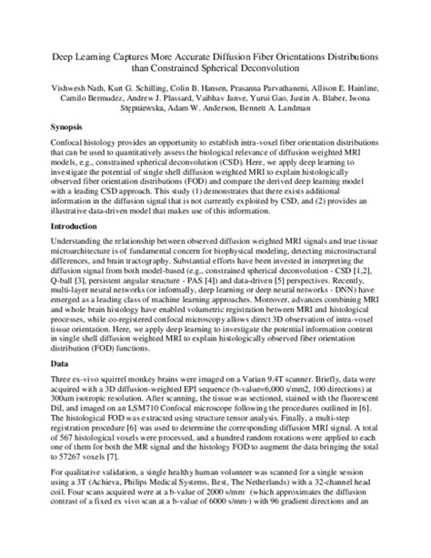 Pdf Deep Learning Captures More Accurate Diffusion Fiber Orientations Distributions Than