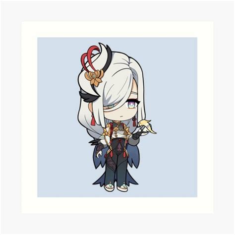 Chibi Shenhe Genshin Impact Art Print By Persephonexx Redbubble