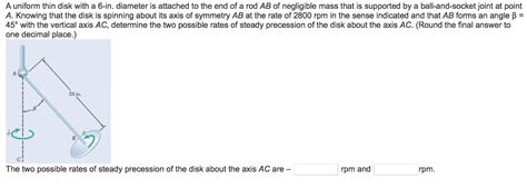 Solved A Uniform Thin Disk With A 6 In Diameter Is Attached
