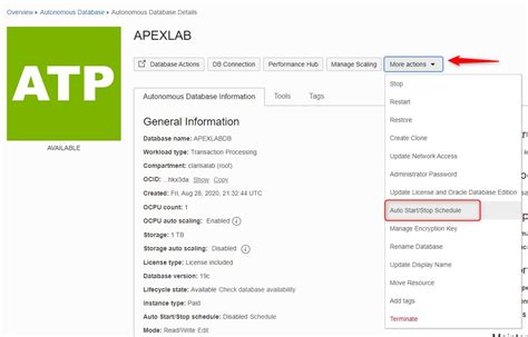 Cómo Programar El Horario De Inicio Y Finalización En Una Instancia De La Base De Datos Autónoma