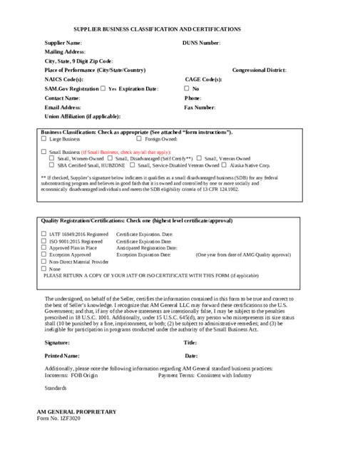 Supplier Business Classification And Certifications Doc Template Pdffiller
