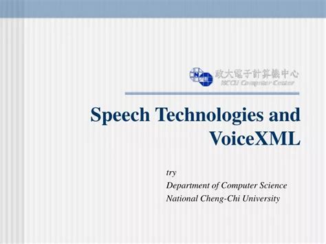 PPT Speech Technologies And VoiceXML PowerPoint Presentation Free
