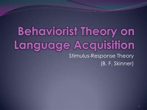 👍 Bf Skinner Second Language Acquisition Language Acquisition Theory