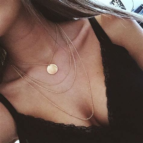 Vintage Multilayer Crystal Pendant Necklace Women Gold Color Beads Moon