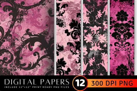 Floral Grunge Vintage Pink Goth Pattern Graphic By Stcrafts · Creative