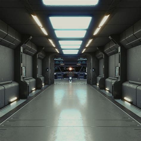 Starship Command Center Pbr 3d Model Spaceship Interior Futuristic