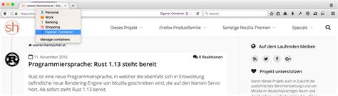Firefox Nightly Neuen Container Tab per Plus Button öffnen