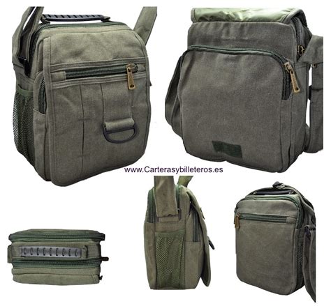 Bolso Bandolera De Hombre De Lona Siete Bolsillos