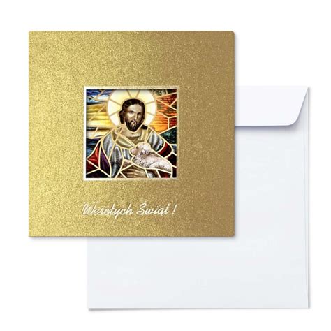 Kartka Wielkanocna z religijnym motywem Zmartwychwstałego Jezusa z