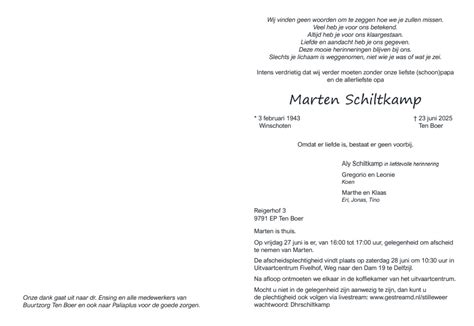 In Memoriam Marten Schiltkamp Vv Omlandia
