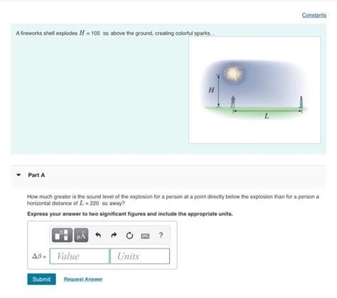 solved constants a fireworks shell explodes h 105 m above
