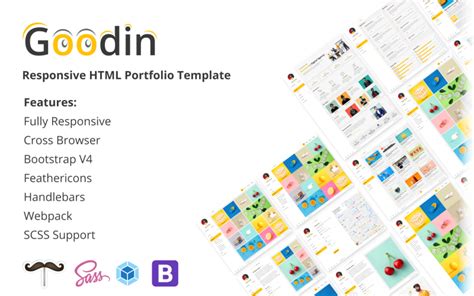 goodin responsive portfolio handlebars and webpack website template