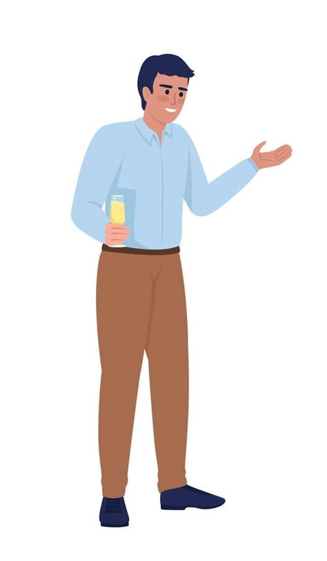 Smiling Man Giving Wedding Toast Speech Semi Flat Color Vector