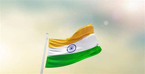 Premium Photo Indian National Flag Waving In The Sky