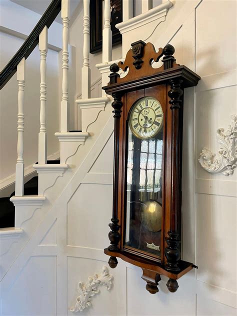 Antique Victorian Quality Carved Walnut Vienna Wall Clock For Sale At