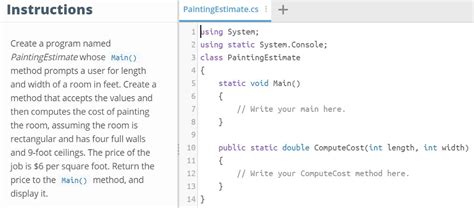 Solved Instructions Paintingestimate Cs Using System Chegg