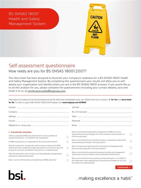 Bsi Bsohsas18001 Assessment Checklist Uk En Pdf Pdf Business