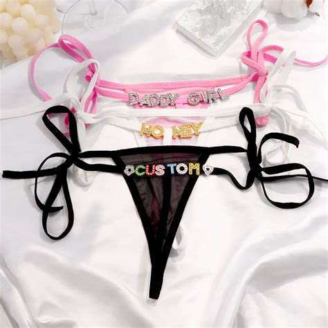 Personalized Thong One String Panty Custom Letter Name